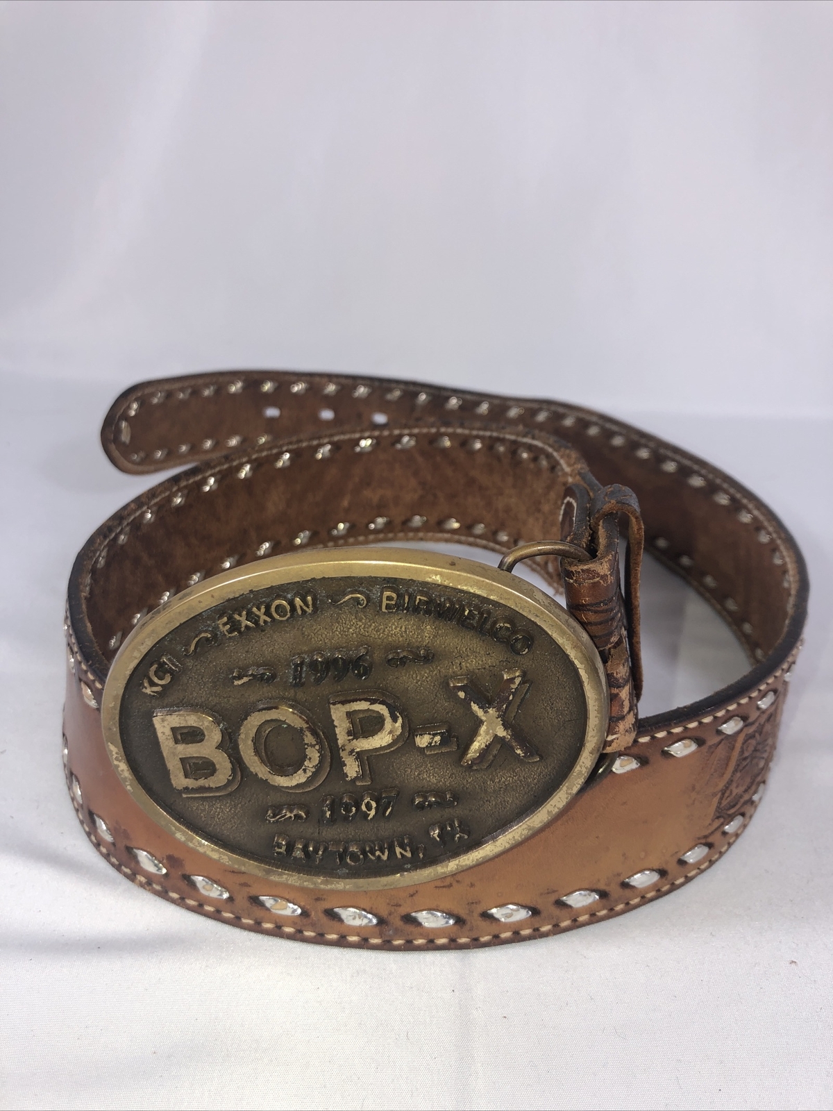 KCI Exxon Birwelco BOP-X 1996-1997 Solid Brass Belt Buckle W/Belt Made ...