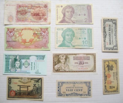 Mixed Array of 10 Banknotes Circulated World Currency Foreign Money ...