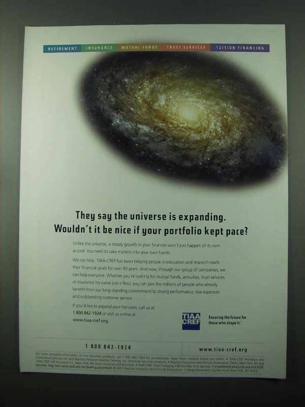 2001 TIAA-CREF Investments Ad - Universe is Expanding | eBay