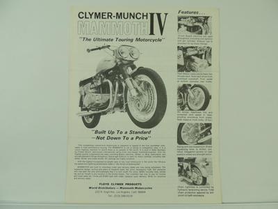 Vintage 1967 Clymer Munch Mammoth IV Dealer Brochure Indian Scout L2370 ...