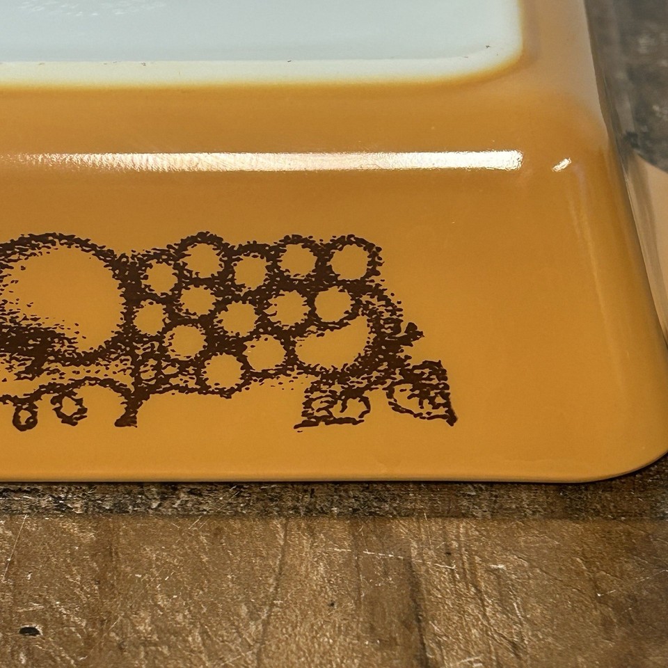 Vintage Pyrex Old Orchard 1.5 QT Brown Gold 0503 Ovenware Casserole ...