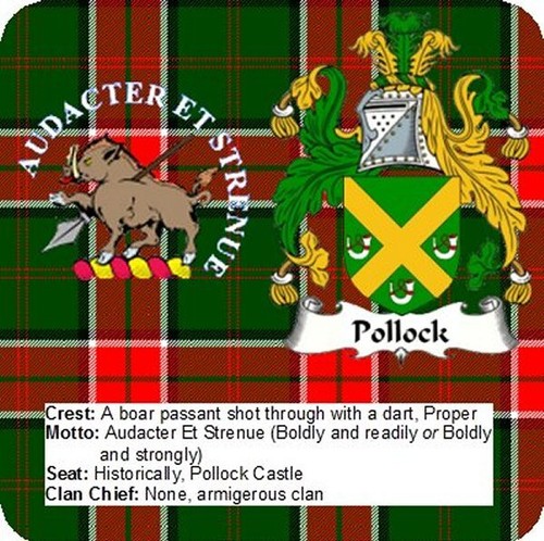 Pollock Scottish Clan Scotland Square Or Oblong Aluminium Fridge Magnet ...