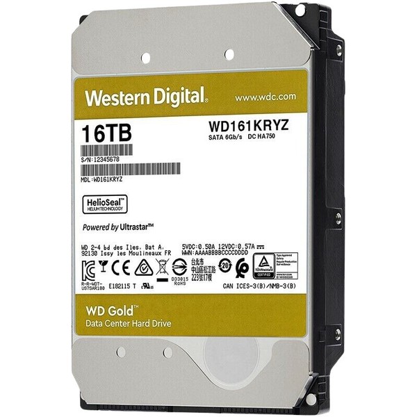Western Digital WD Gold (7200RPM, 3.5", SATA III, 512MB Cache) 16TB ...