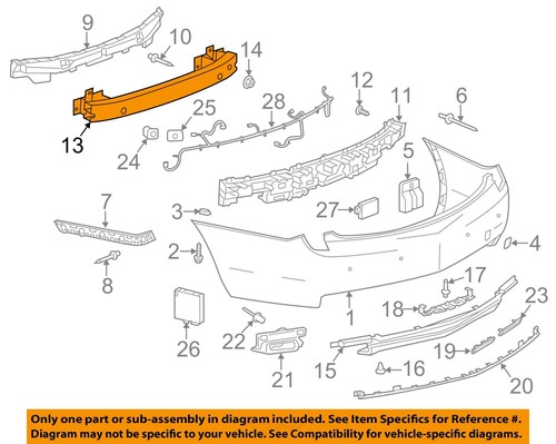 GM OEM Rear Bumper-Impact Bar Reinforcement Beam Support Rebar 23164201 ...