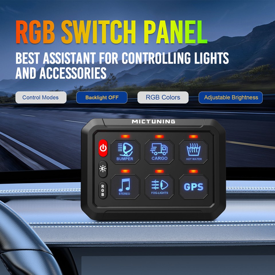 RGB 6 Gang Switch Panel, Circuit Control Relay System Box for Truck ...