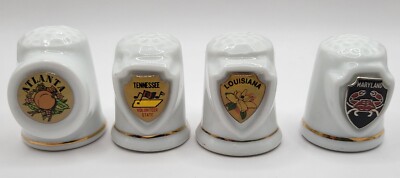 Lot Of 4Vintage Ceramic State Souvenir Thimbles made in China and ...