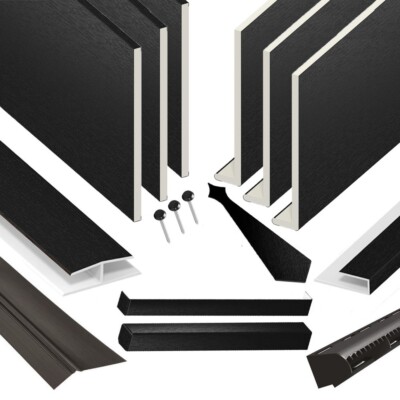 Black Fascia Soffit Board 5m uPVC Capping Board Flat Board Window Sill ...