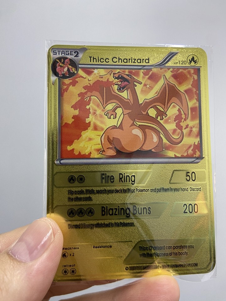 Thicc Charizard HP120 Gold Metal Pokémon Card-Collectible Gift Display ...