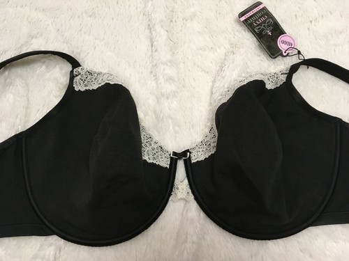 Curvy Couture Natural Luxe 44DDD Bra Cotton Black Lace Underwire ...