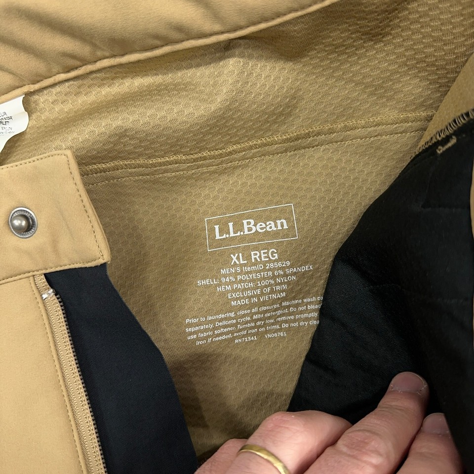 LL Bean Pants Mens XL Khaki Ridge Runner Softshell Pants Belted Hiking ...