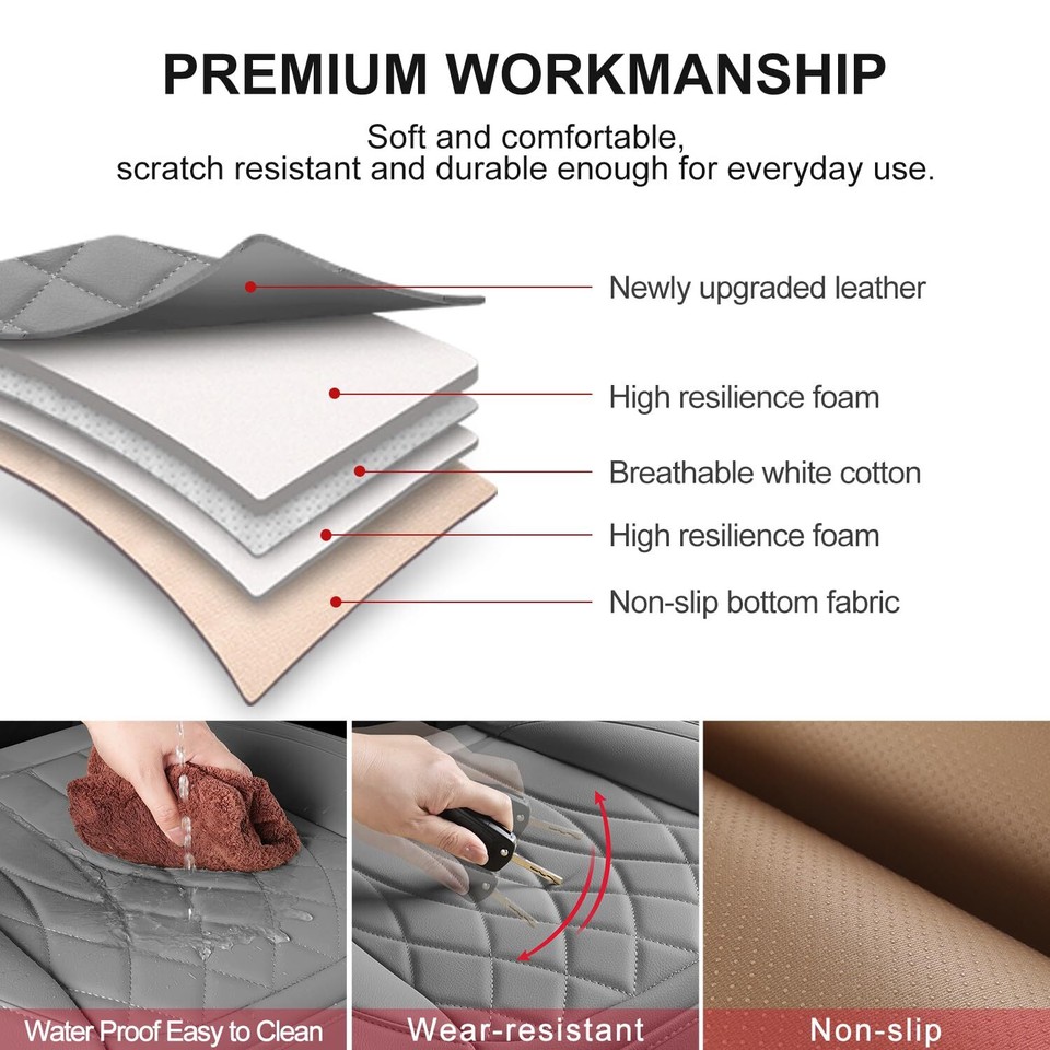 2 Pack Leather Front Car Seat Cover Bottom Car Seat Universal Anti-Slip ...