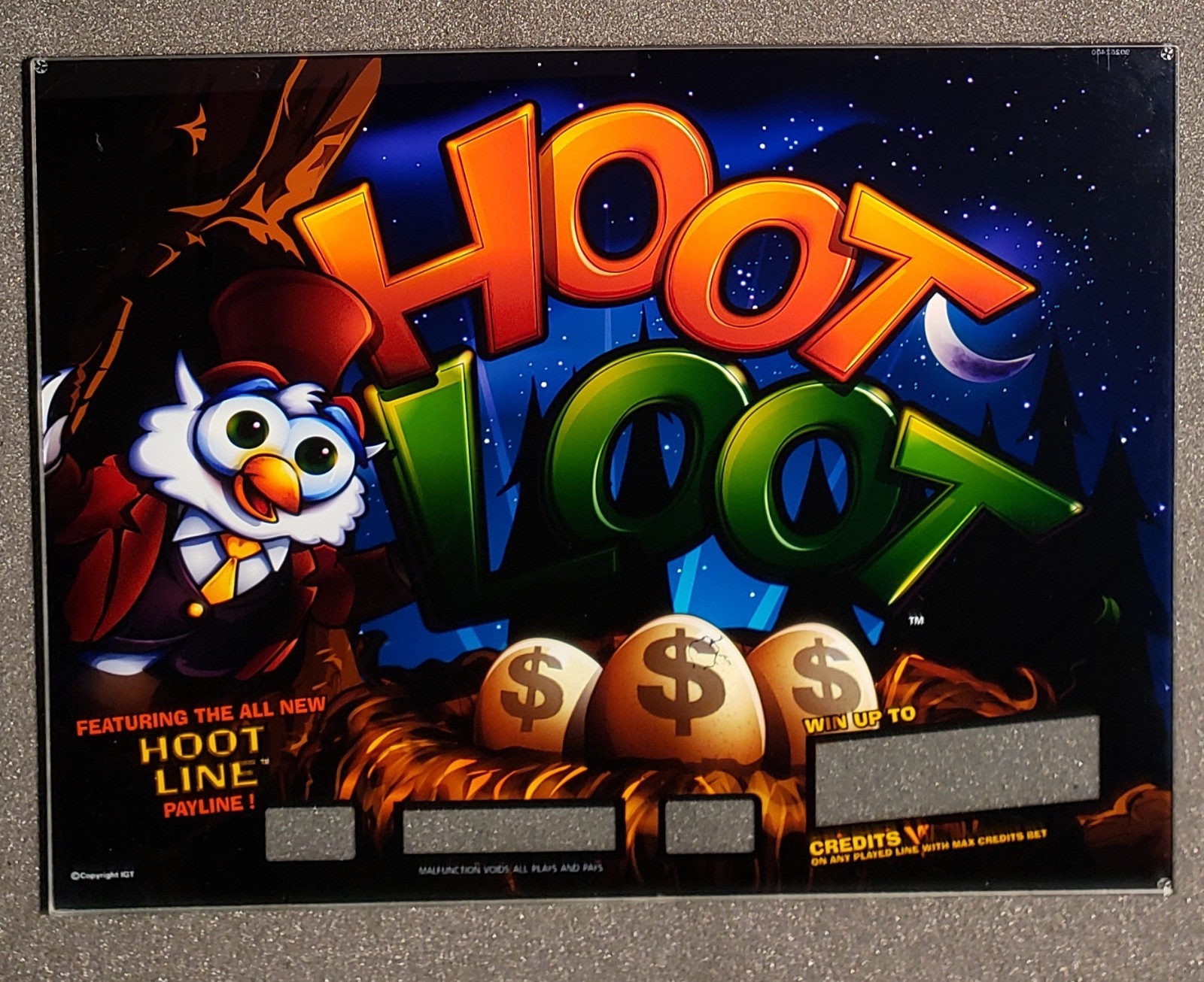 IGT 19" GK I-Game Slot Machine HOOT LOOT Top Glass | eBay