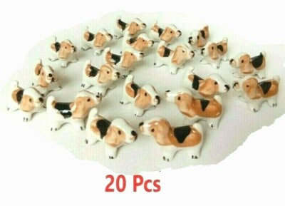 20 Pcs Miniature Ceramic Beagle Dog Figurine Home Garden Decor ...