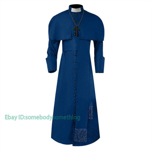 Clergy Men Cassock Priest Costume Bishop Pope Robe Roman Catholic ...