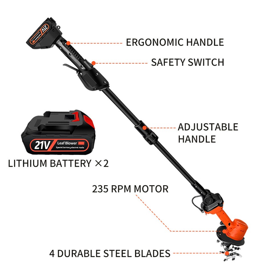 Cordless Electric Garden Tiller Cultivator Mini Rotary Hoe with ...