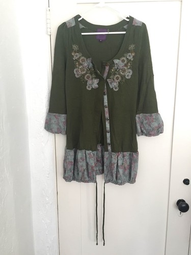 Lulumari Embroidered Cardigan Dress Tunic Green size M | eBay