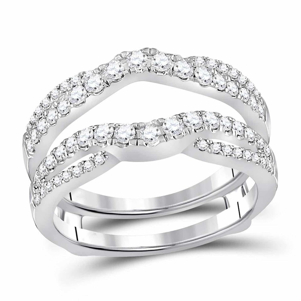 0.63CTW Natural Diamond 14K White Gold Solitaire Wrap Ring Enhancer | eBay