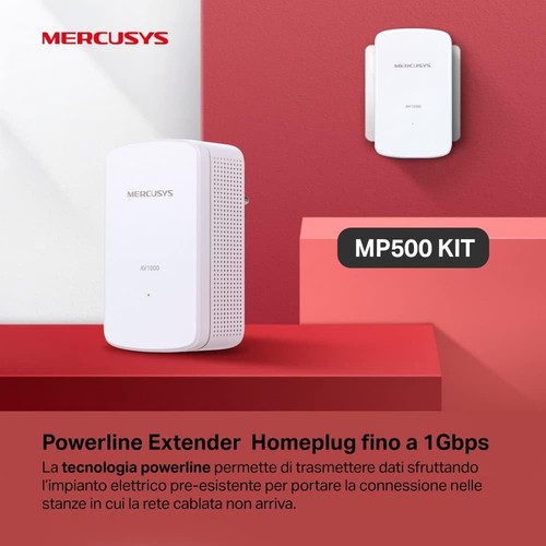 Mercusys TP-Link MP500 KIT Powerline Kit Homeplug AV2 Fino a 1000Mbps, 1 Porta G | eBay