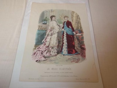 1882 copperplate painting French fashion magazine "La Mode Illustre" No ...