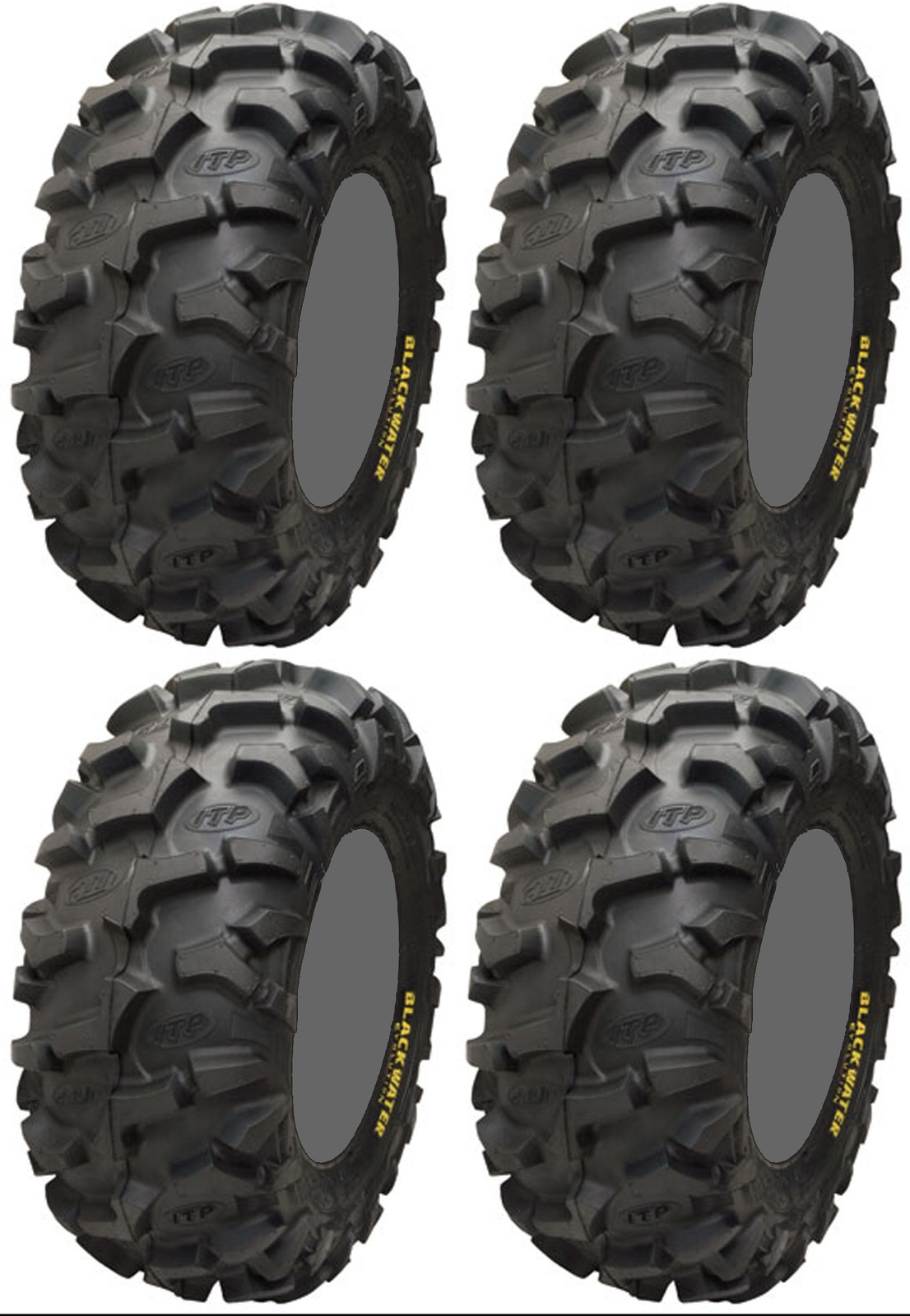 Four 4 ITP Blackwater Evolution ATV Tires Set 2 Front 25x9-12 & 2 Rear ...