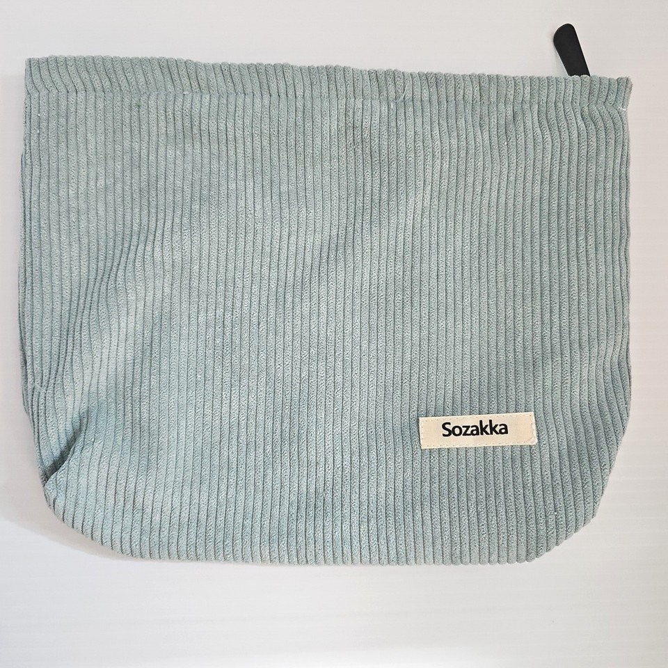 Sozakka Corduroy Lined Cosmetic Bag w/ Zipper, Great Travel or Daily ...