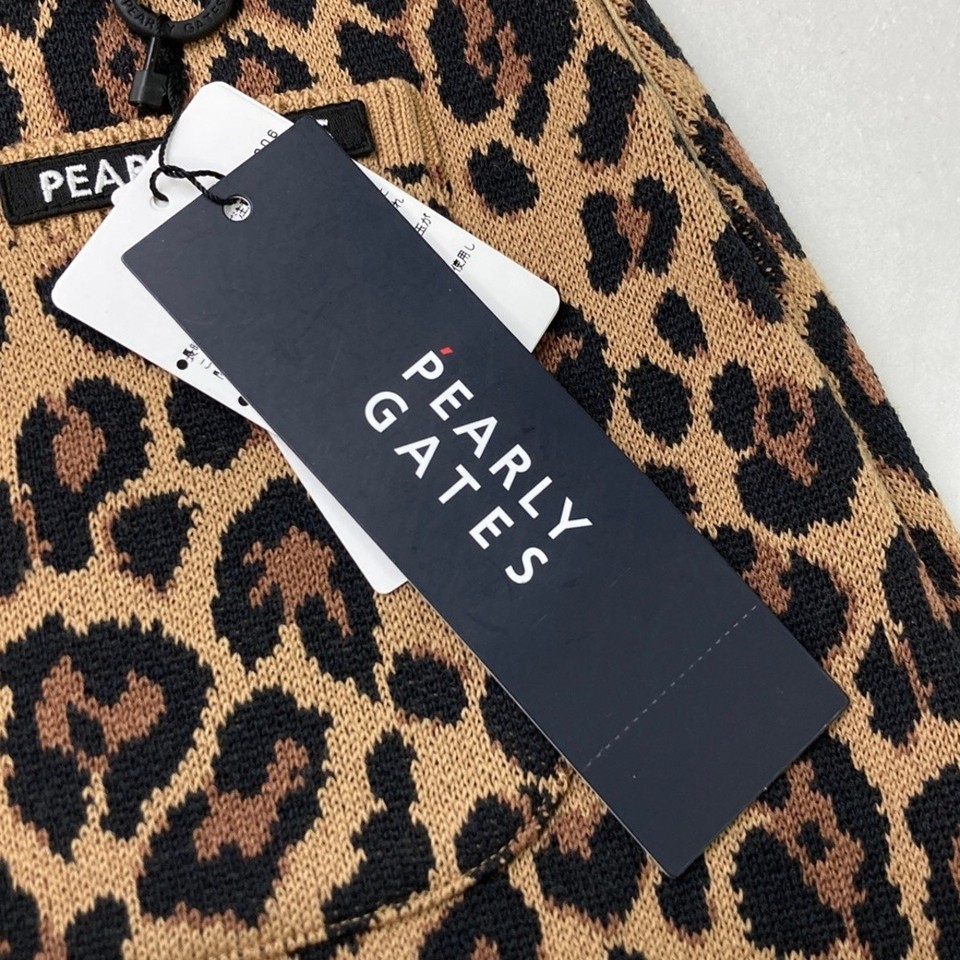 Size:1 PEARLY GATES 055-2234032 Wool Blend Knit Skirt Border Leopard ...