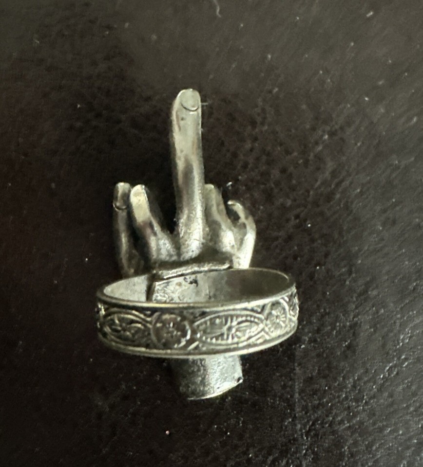 1969 Vtg Adjustable Silver Middle Finger Ring, Biker Your Fingers Do ...