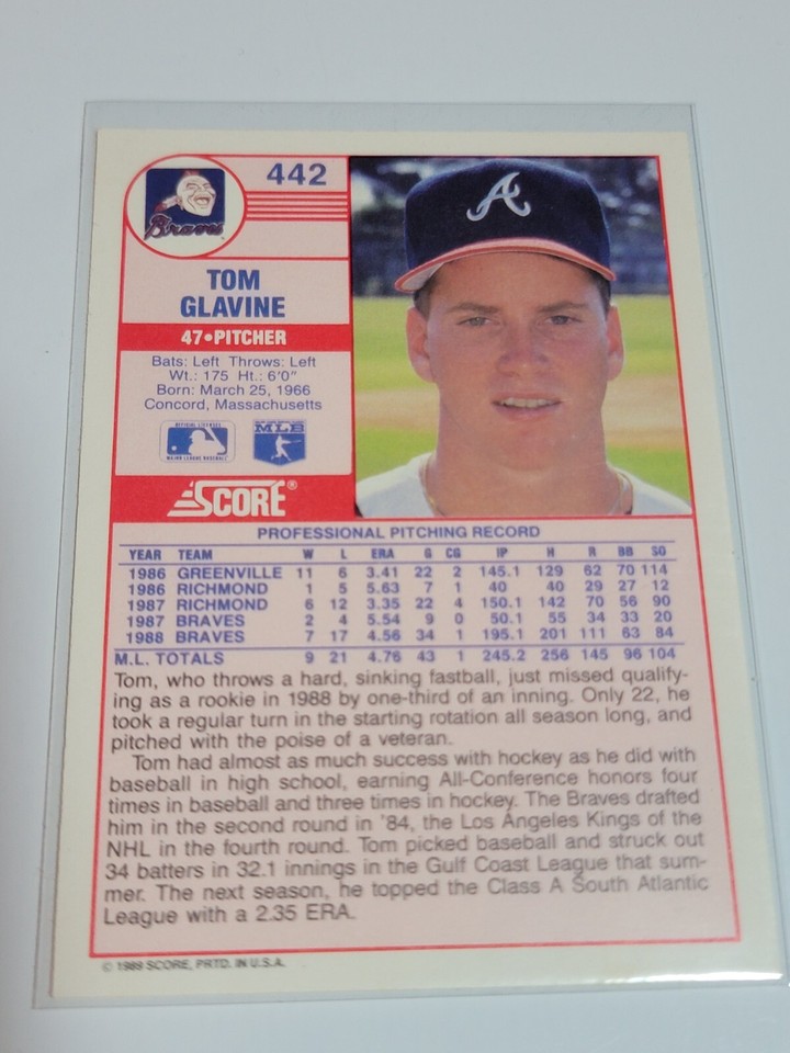 TOM GLAVINE 1989 Score #442. BRAVES | eBay