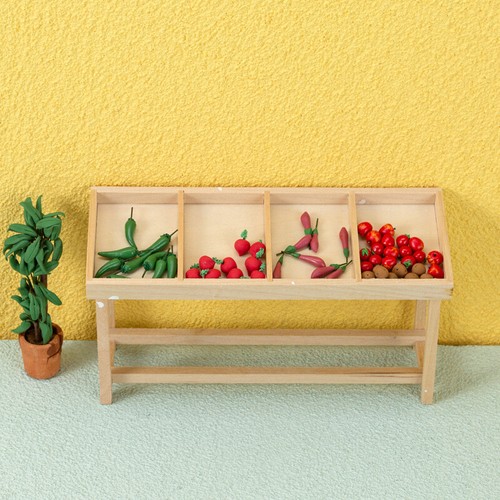 1:12 Dollhouse Mini Fruit Vegetable Rack Supermarket Fruit Stall Play ...