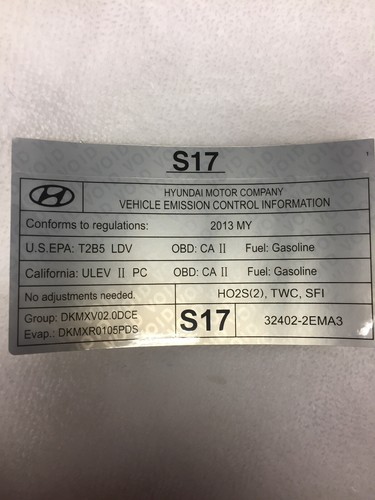 Genuine Hyundai Emission Label 32402-2EMA3 | eBay