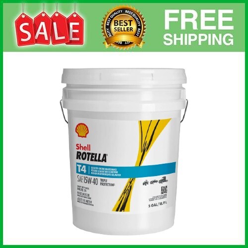 Shell Rotella T4 Triple Protection 15W-40 Diesel Motor Oil, 5 Gallon ...