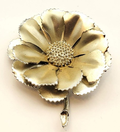 Vintage Signed CORO Silver tone Textured FLOWER Pin Brooch | eBay Australia