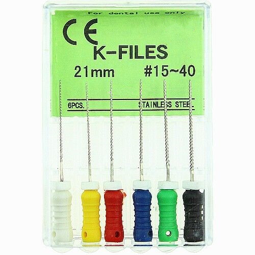10 Packs Dental K-Files 21mm #15-40 Stainless Steel Endo Root Canal ...