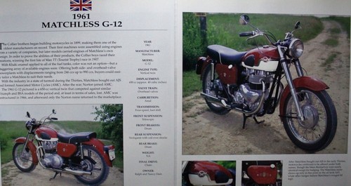 Matchless G-12 G12 Motorcycle Bike Picture Article Out of Print Wall ...