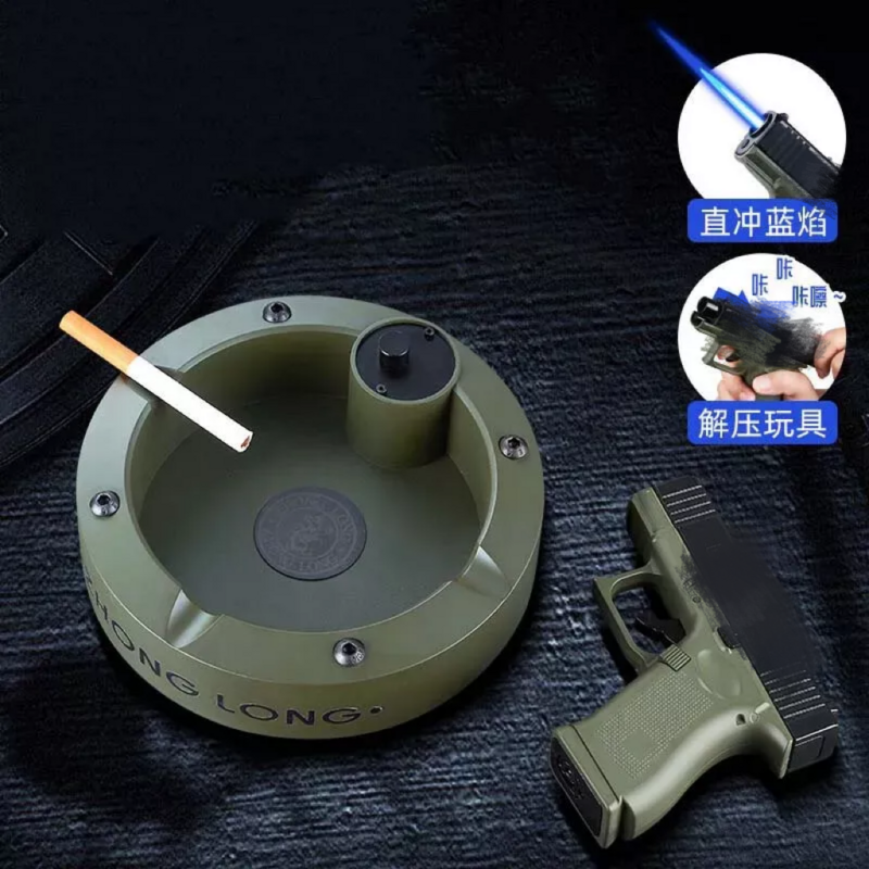 Refillable Jet Flame Inflatable Pistol Cigarette Gun Torch Lighter ...