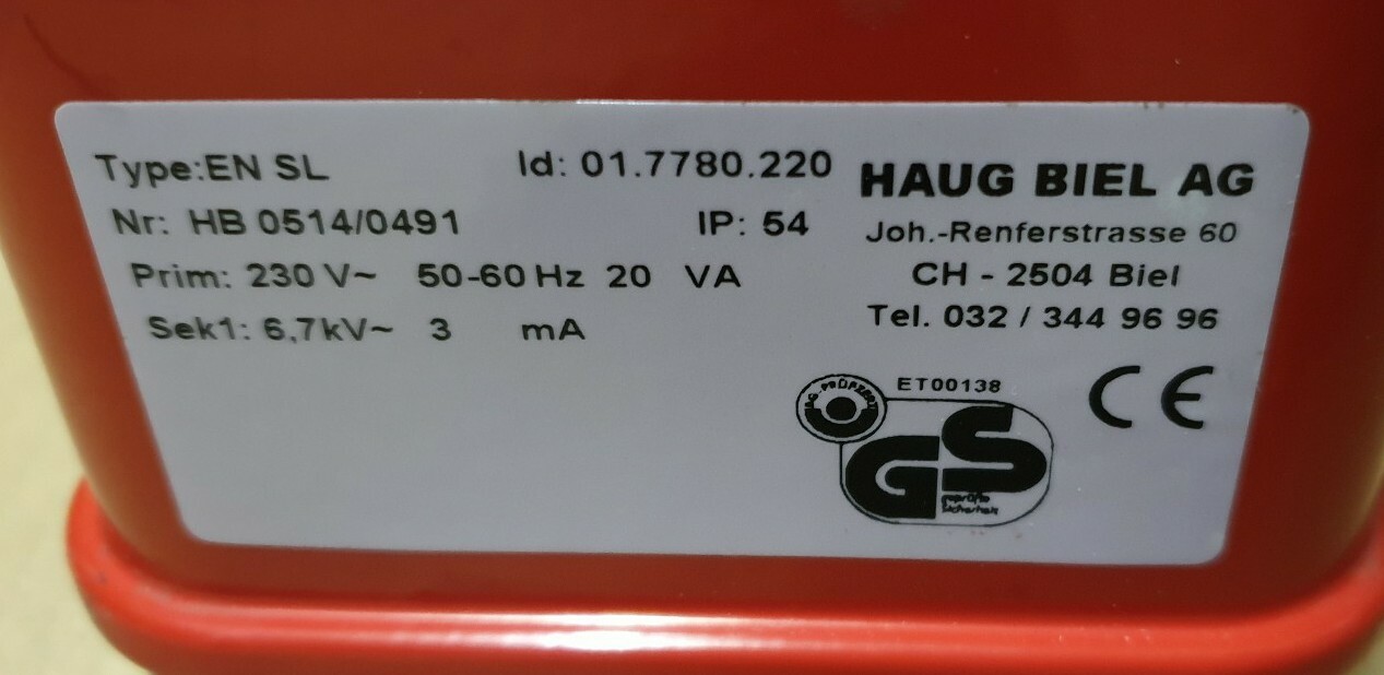 Haug Biel EN SL Entladenetzteil 01.7780.220 / DR. Escherich Static Line ...