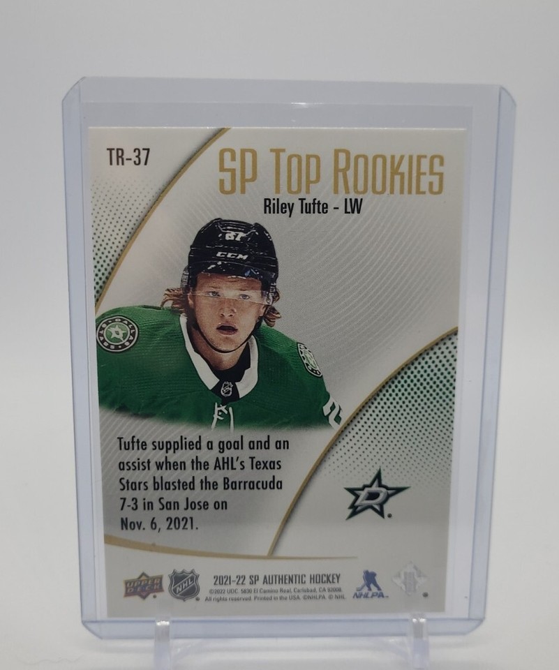 2021-22 SP Authentic Top Rookies #TR37 Riley Tufte - Color Match GREEN ...