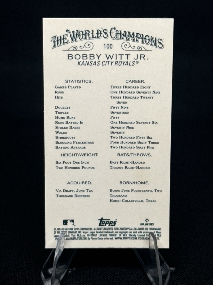 2024 Topps Allen & Ginter - Chrome Bobby Witt Jr. #100 Mini - Kansas ...