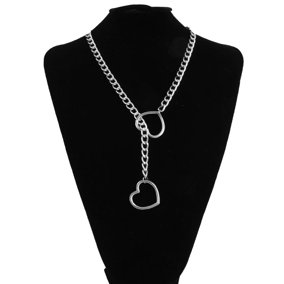 Unique Heart Slip Chain Necklace Punk Rock Choker Long Style Gift for ...