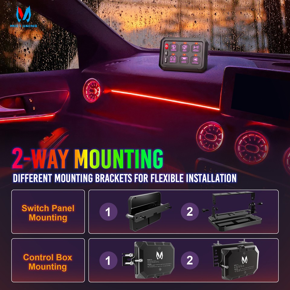 RGB 6 Gang Switch Panel, Circuit Control Relay System Box for Truck ...