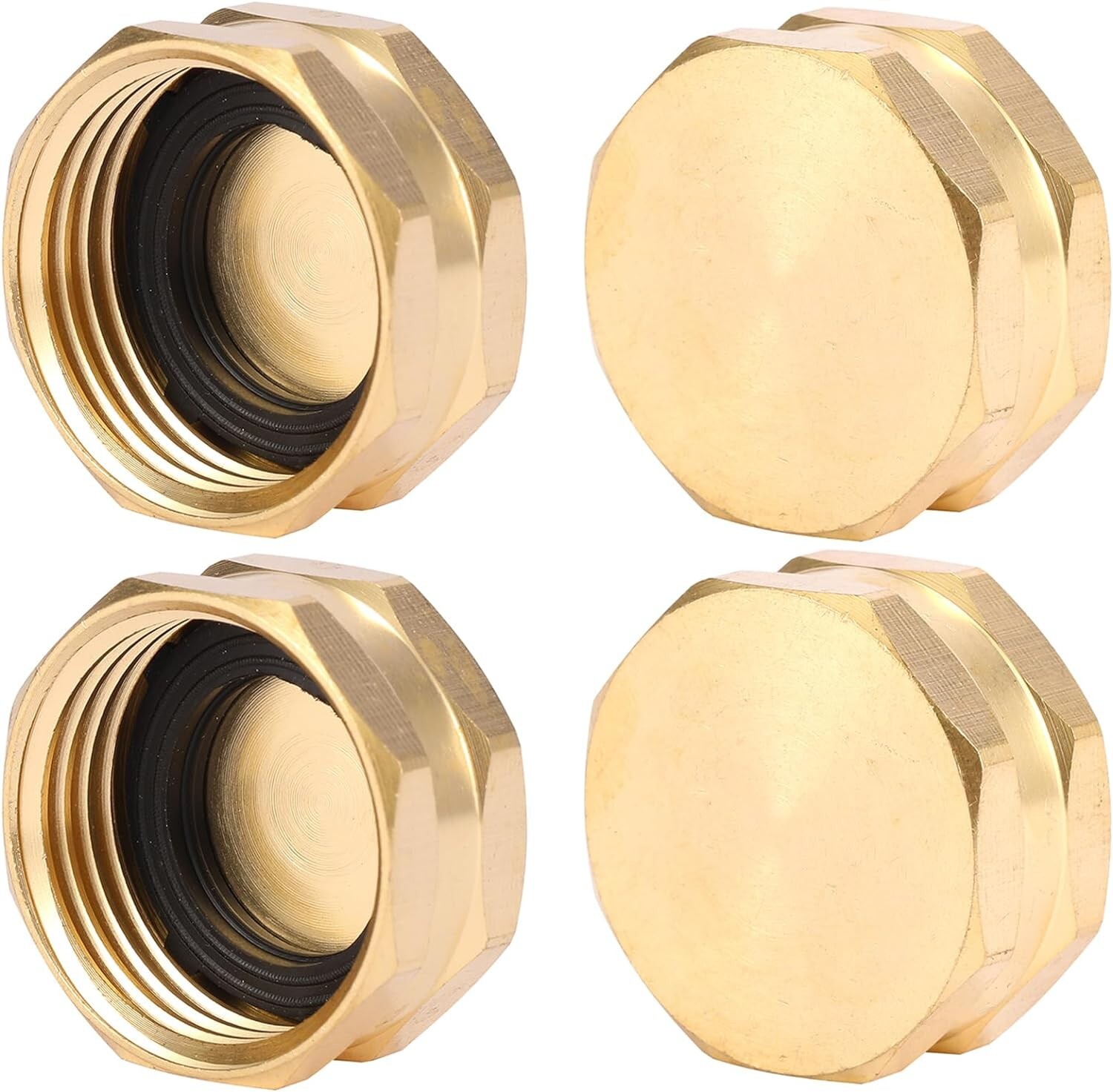 4 Pack Garden Hose End Caps with Washers Brass Spigot Cap 3/4" Female ...