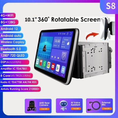 10.1'' Android 12 8+128GB Rotatable QLED Car Stereo Radio GPS Wifi ...