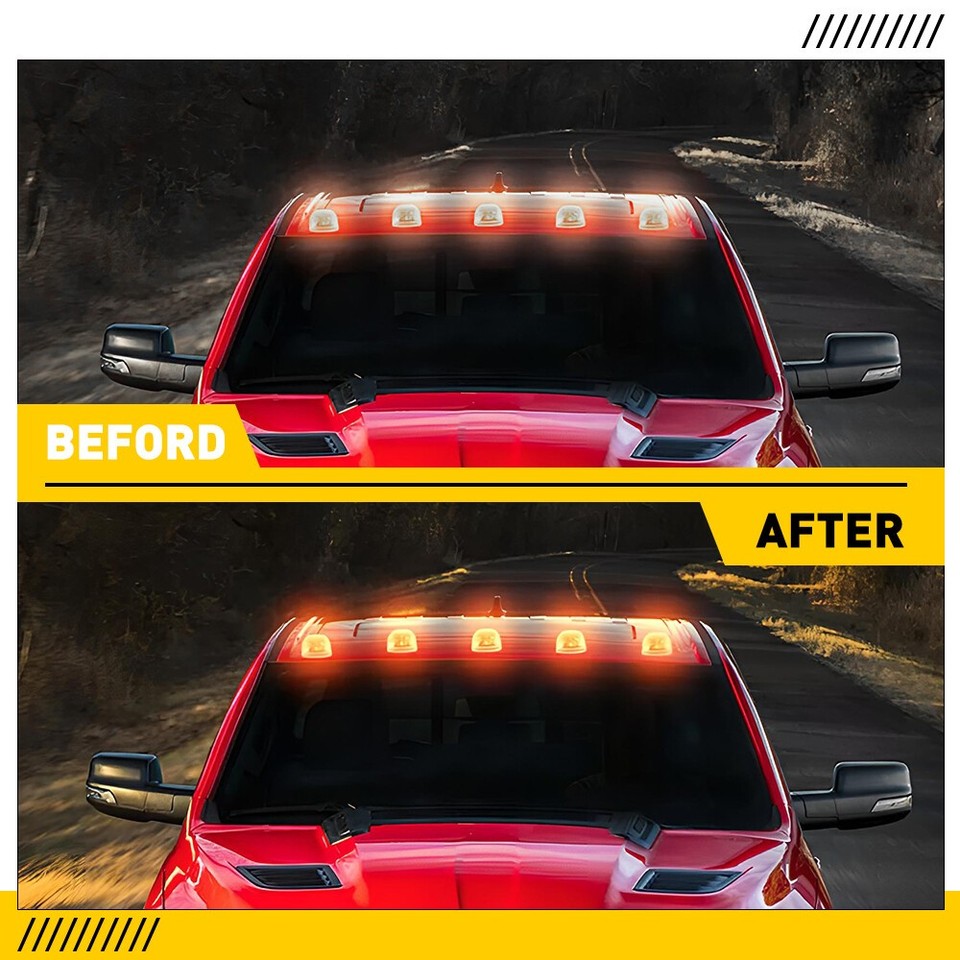 5x Solar Powered Cab Flashing Light LED Roof Cab Running Marker Light ...