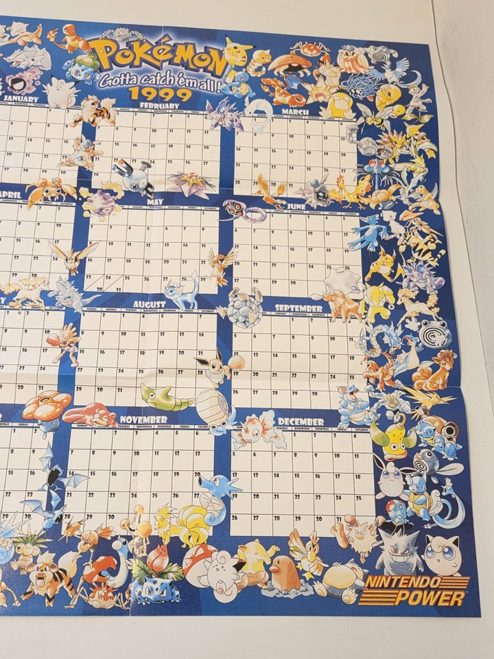 Pokémon 1999 Nintendo Power Calendar Poster Only Insert ~ Collection ...