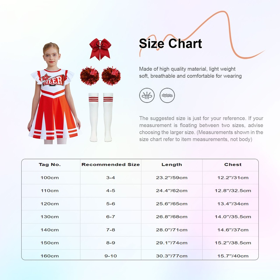 Kids Girls Costume Theme Outfit Hand Flowers Cheerleading Ruffled Team ...