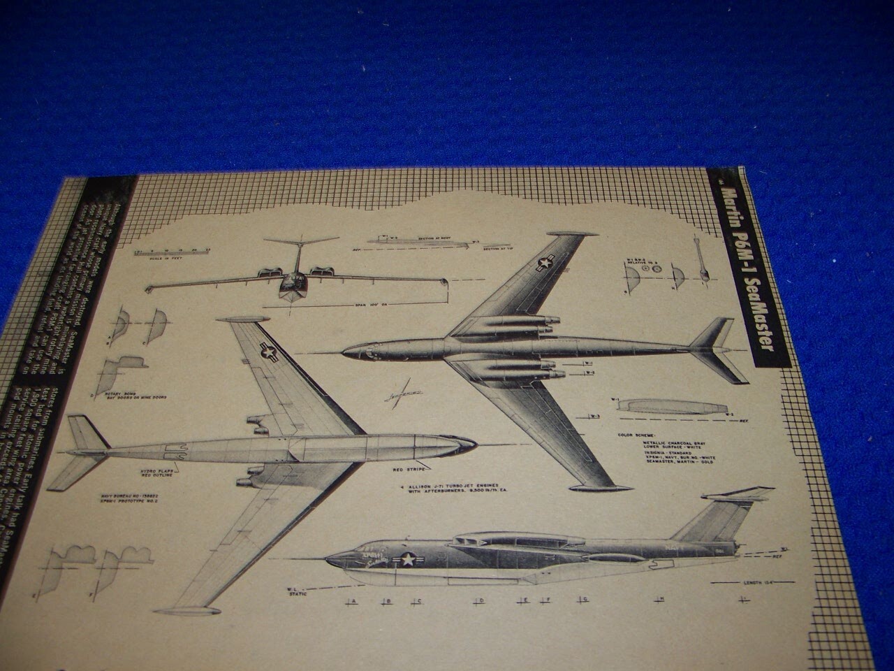 MARTIN P6M-1 SEAMASTER..4-VIEWS/CROSS SECTIONS/DETAILS (870LL) | eBay