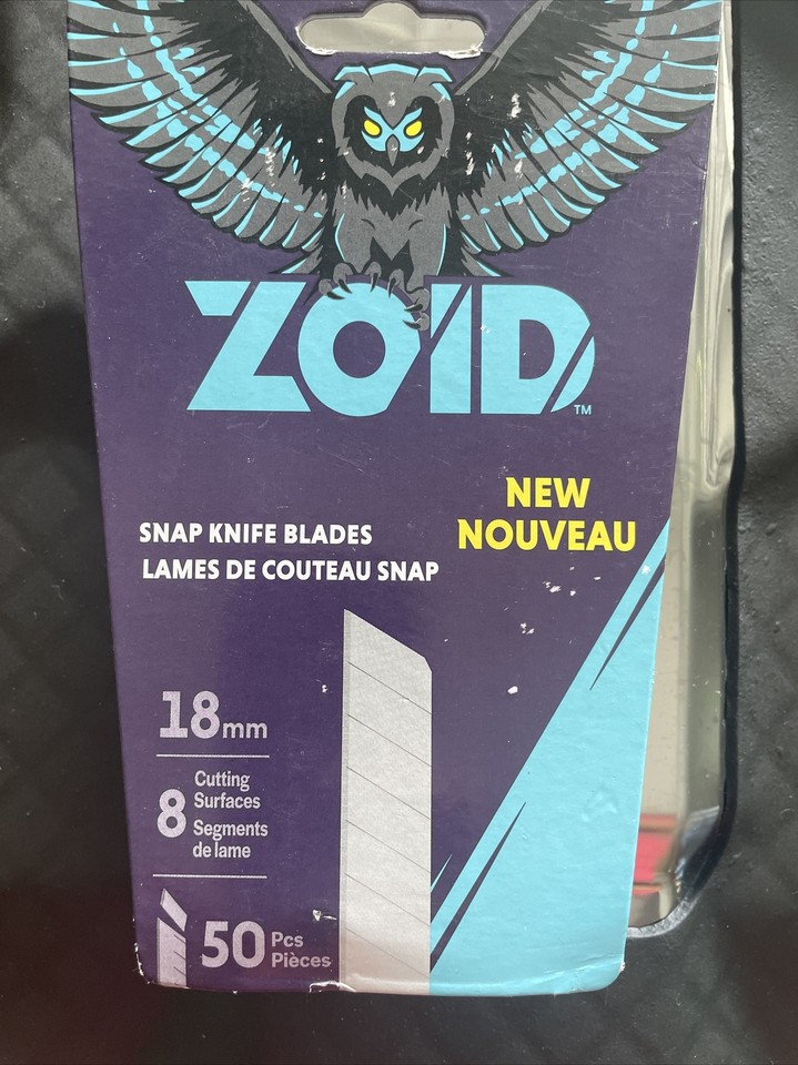 50-Piece ZOID 18mm Snap Knife Blades w/8 Cutting Surfaces Utility ...