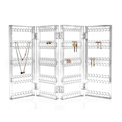 4-door Foldable Necklace Jewelry Organizer Double-sided Bracket Display ...