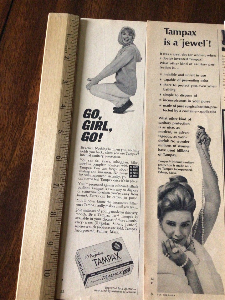 Tampax Tampons Ads Lot Of 5 Clippings Original Vintage Magazine Prints ...