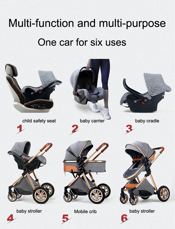 Lightweight 3 in 1 Baby Stroller Travel System ISOFIX Car Seat & Buggy ...